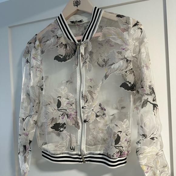 Lucy Paris | Jackets & Coats | Lucy Paris Sheer Floral Bomber Jacket ...